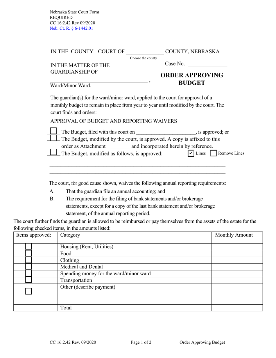 Form CC16:2.42 - Fill Out, Sign Online and Download Fillable PDF ...