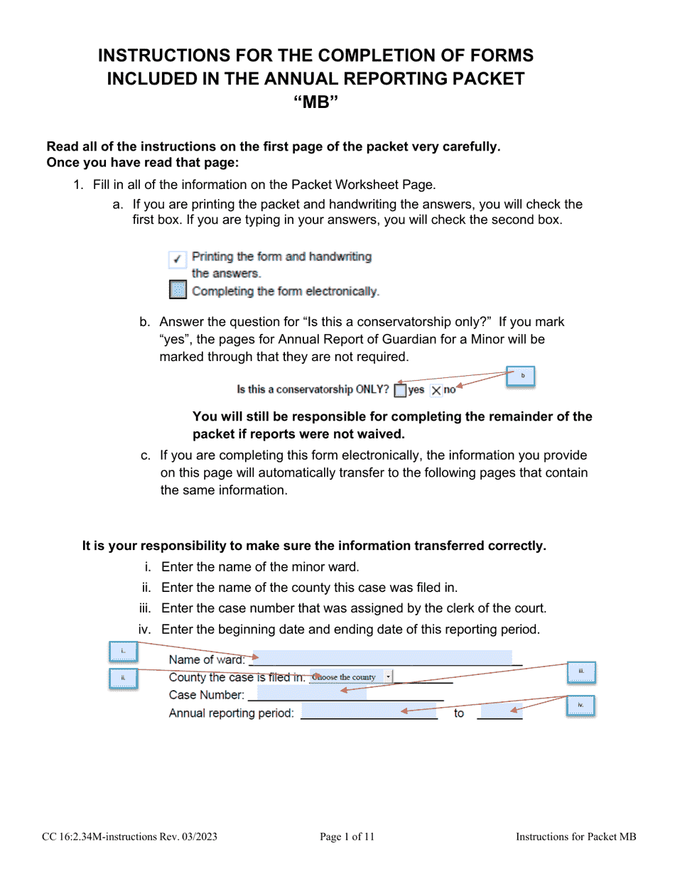 Download Instructions for Form CC16:2.34M Packet Mb PDF | Templateroller