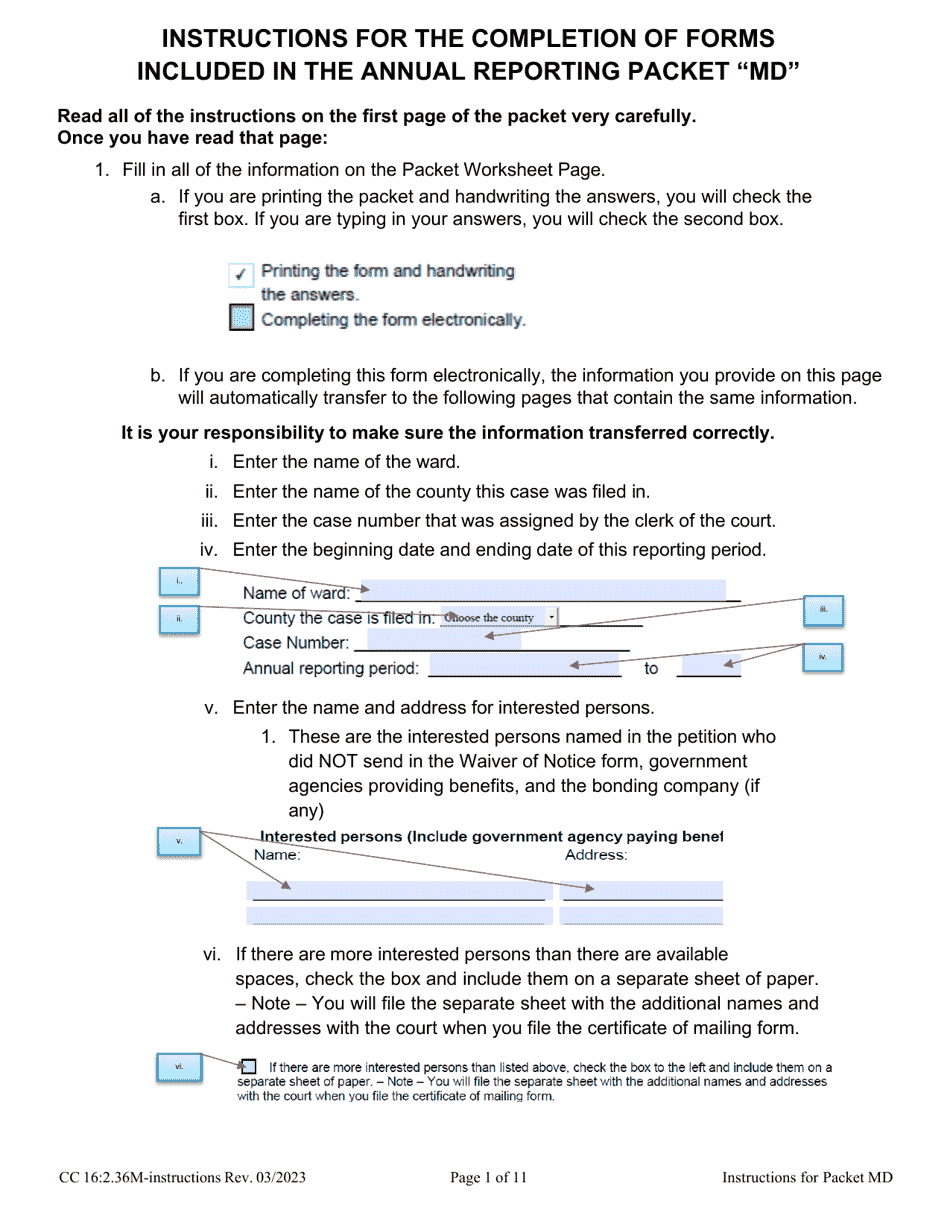 Download Instructions for Form CC16:2.36M Packet Md PDF | Templateroller