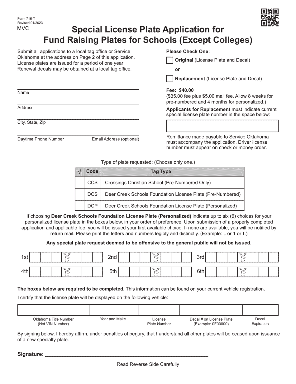 Form 716-T - Fill Out, Sign Online and Download Fillable PDF, Oklahoma ...