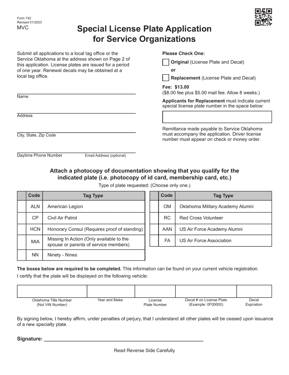 Form 742 - Fill Out, Sign Online and Download Fillable PDF, Oklahoma ...