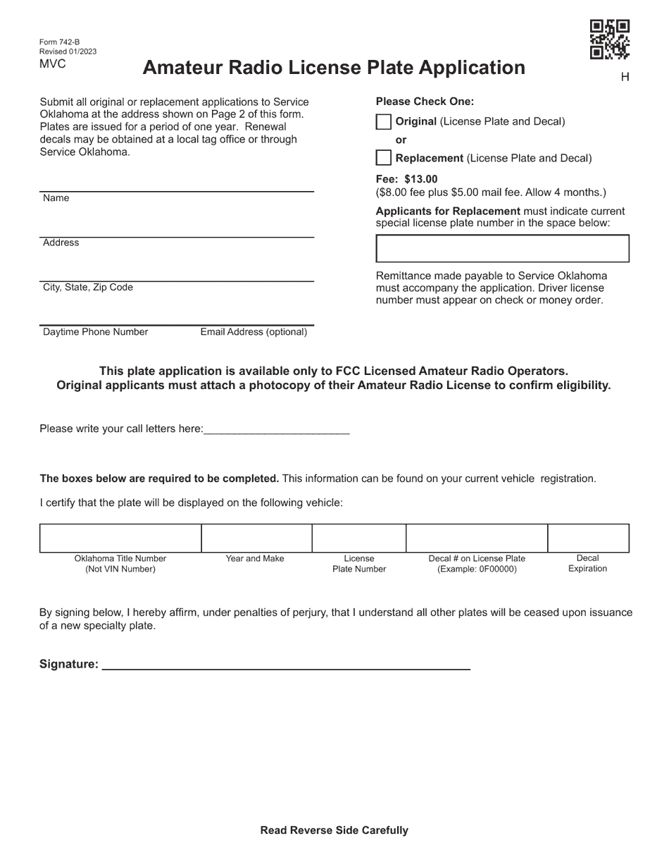 Form 742-B - Fill Out, Sign Online and Download Fillable PDF, Oklahoma ...