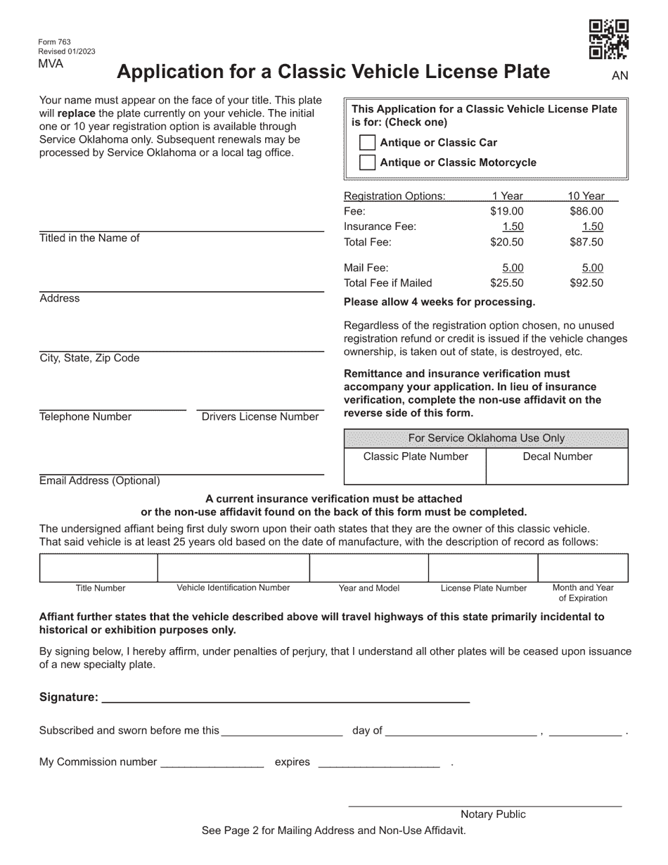 Form 763 - Fill Out, Sign Online and Download Fillable PDF, Oklahoma ...
