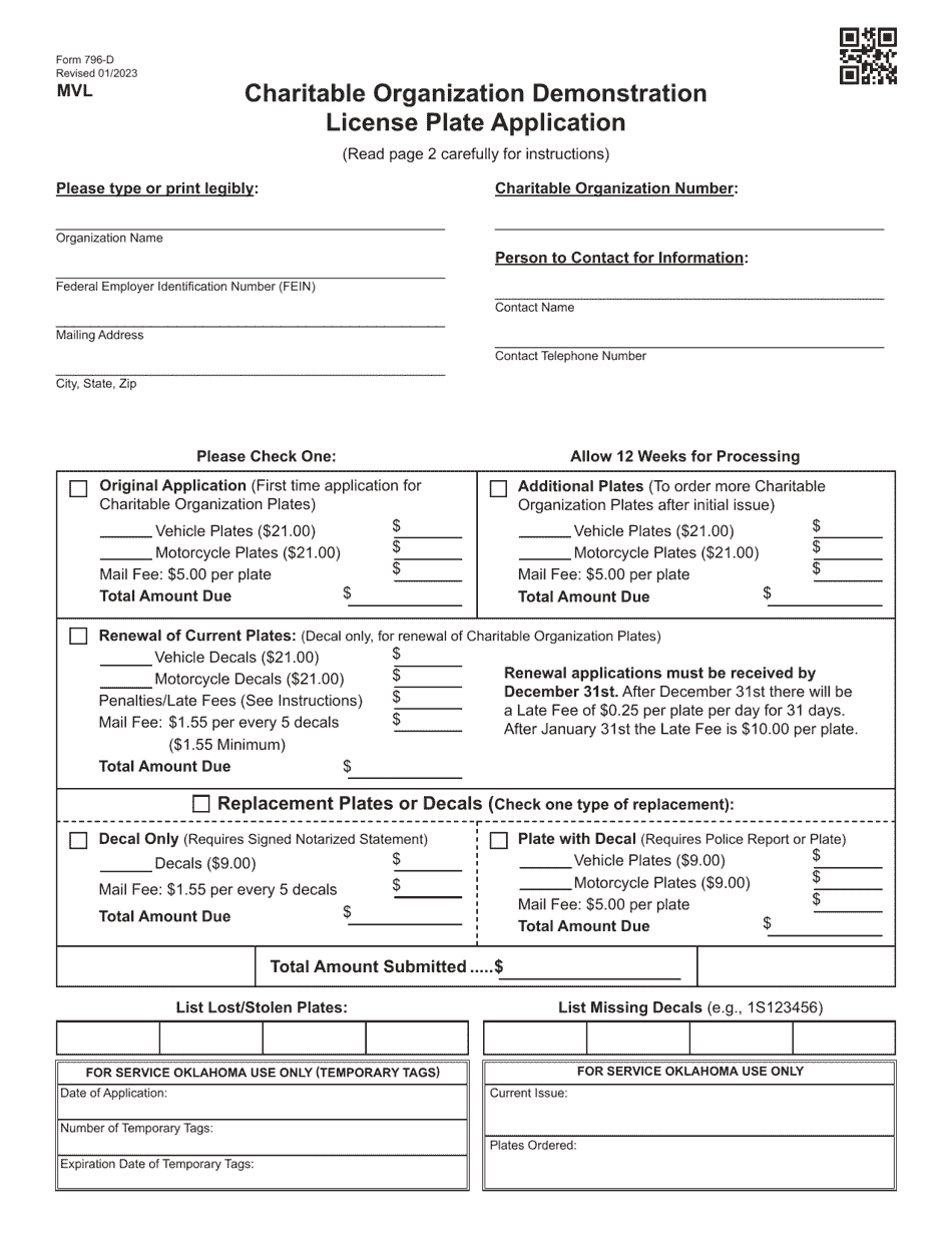 Form 796-D - Fill Out, Sign Online and Download Fillable PDF, Oklahoma ...