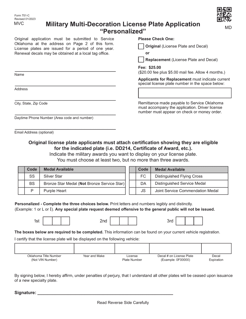 Form 751-C - Fill Out, Sign Online and Download Fillable PDF, Oklahoma ...
