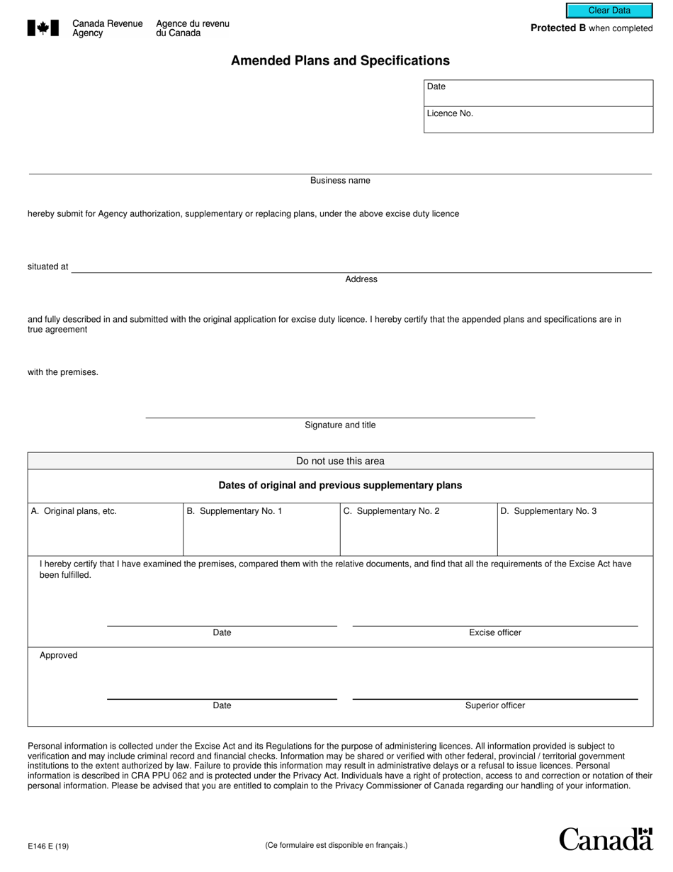 Form E146 - Fill Out, Sign Online and Download Fillable PDF, Canada ...
