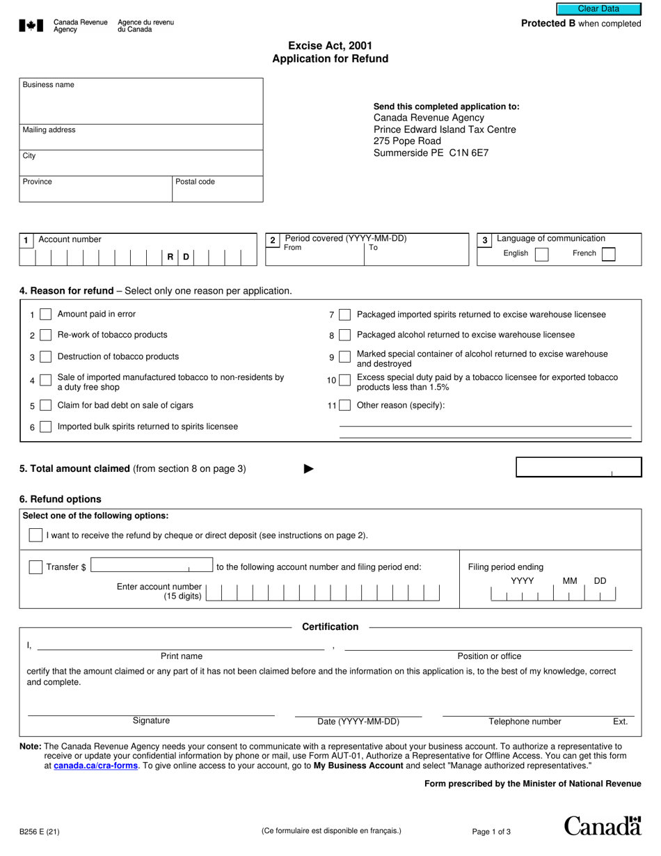 Form B256 - Fill Out, Sign Online and Download Fillable PDF, Canada ...