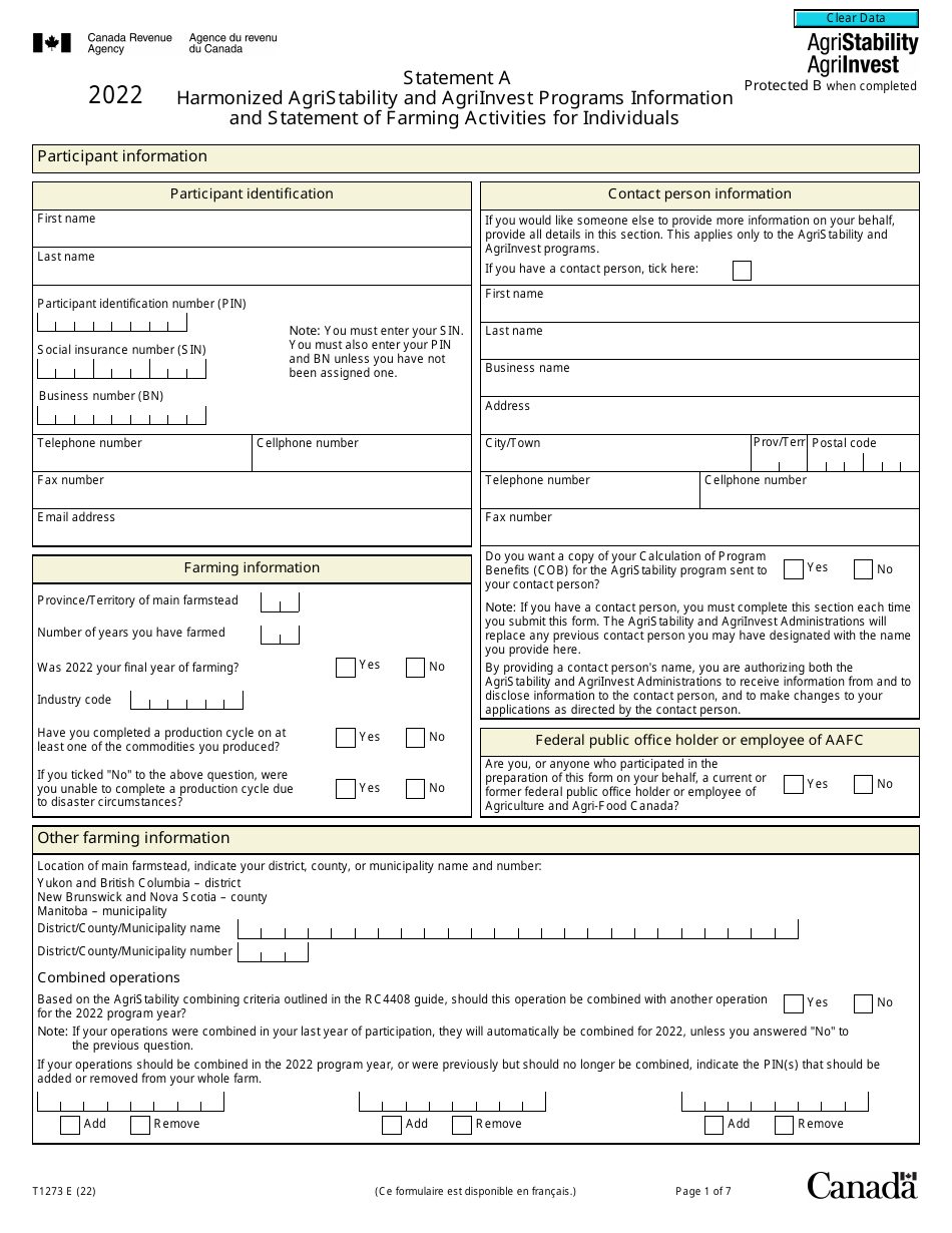 Form T1273 - 2022 - Fill Out, Sign Online and Download Fillable PDF ...