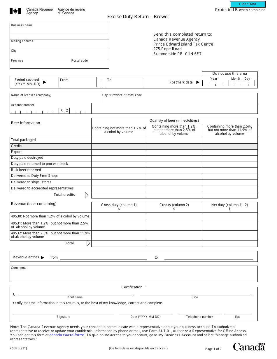 Form K50B Download Fillable PDF or Fill Online Excise Duty Return ...