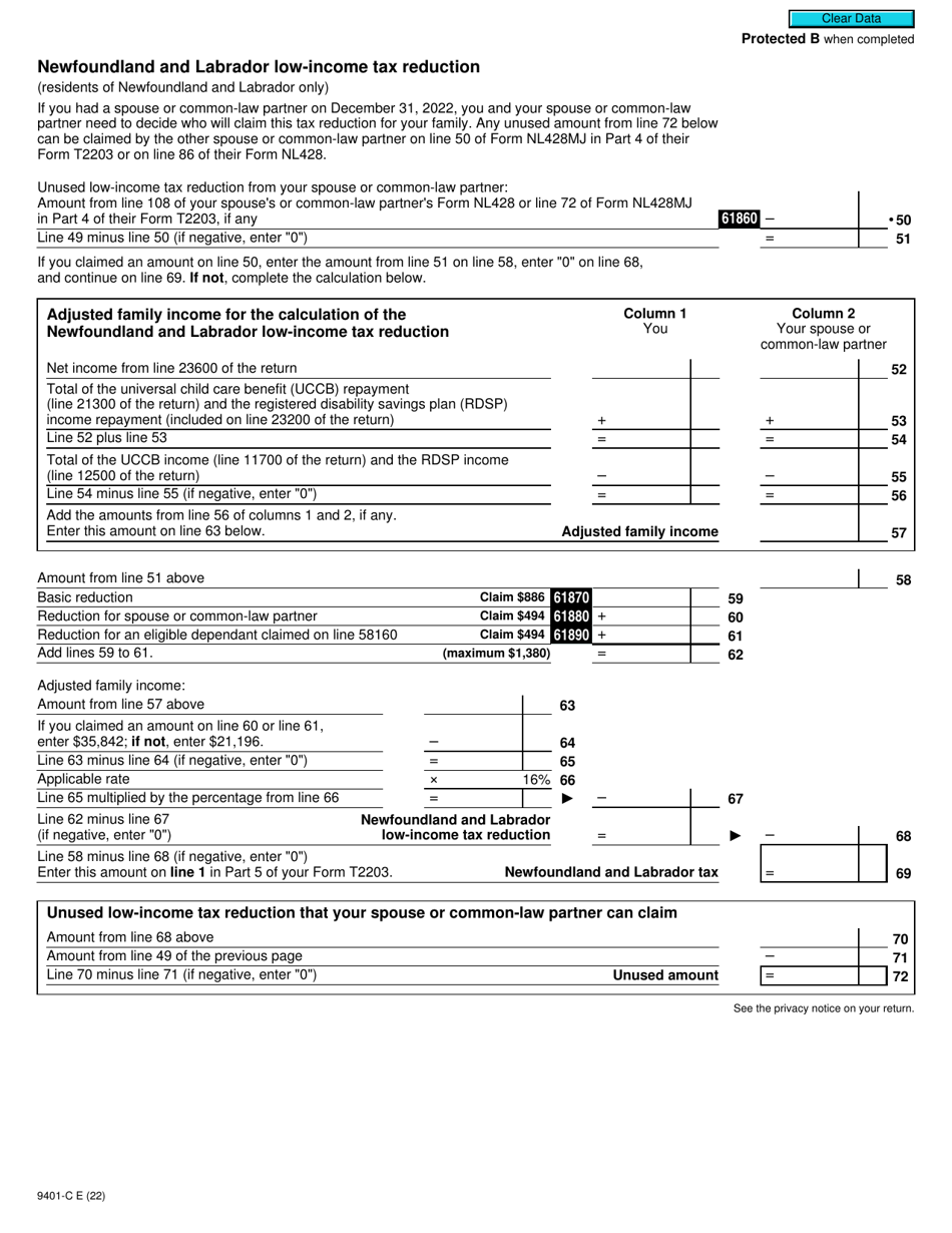 Form T2203 (NL428MJ; 9401-C) Part 4 - 2022 - Fill Out, Sign Online and Download Fillable PDF ...