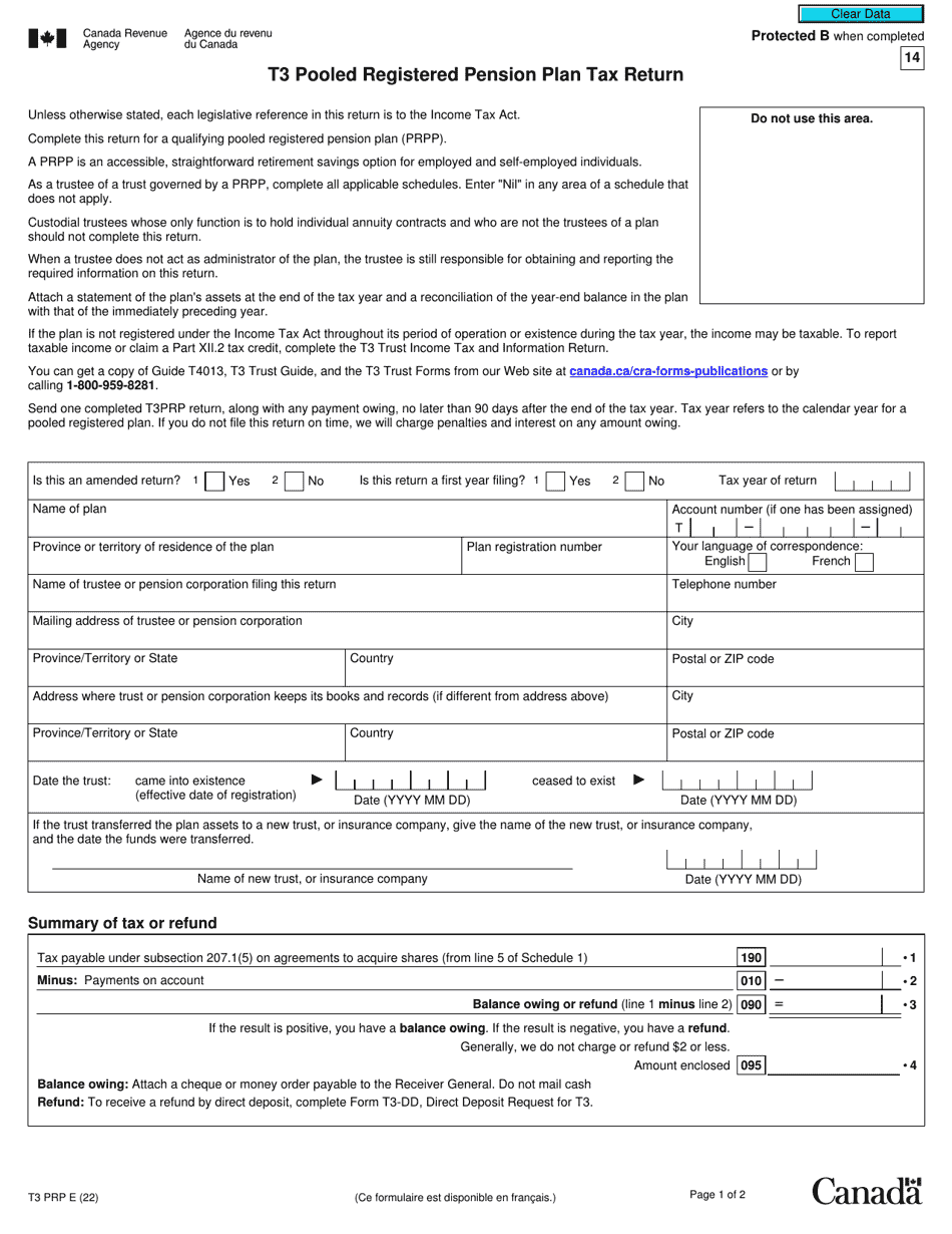Form T3 PRP Download Fillable PDF or Fill Online T3 Pooled Registered ...