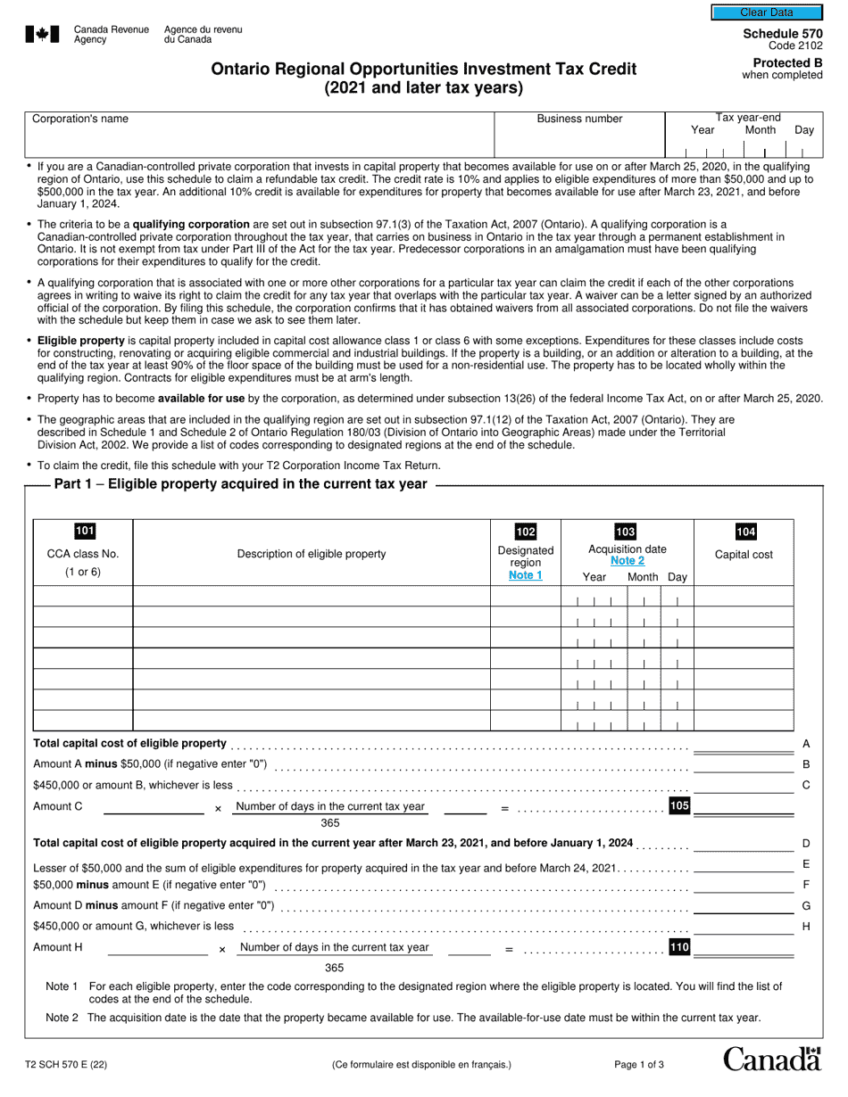Form T2 Schedule 570 - Fill Out, Sign Online and Download Fillable PDF ...