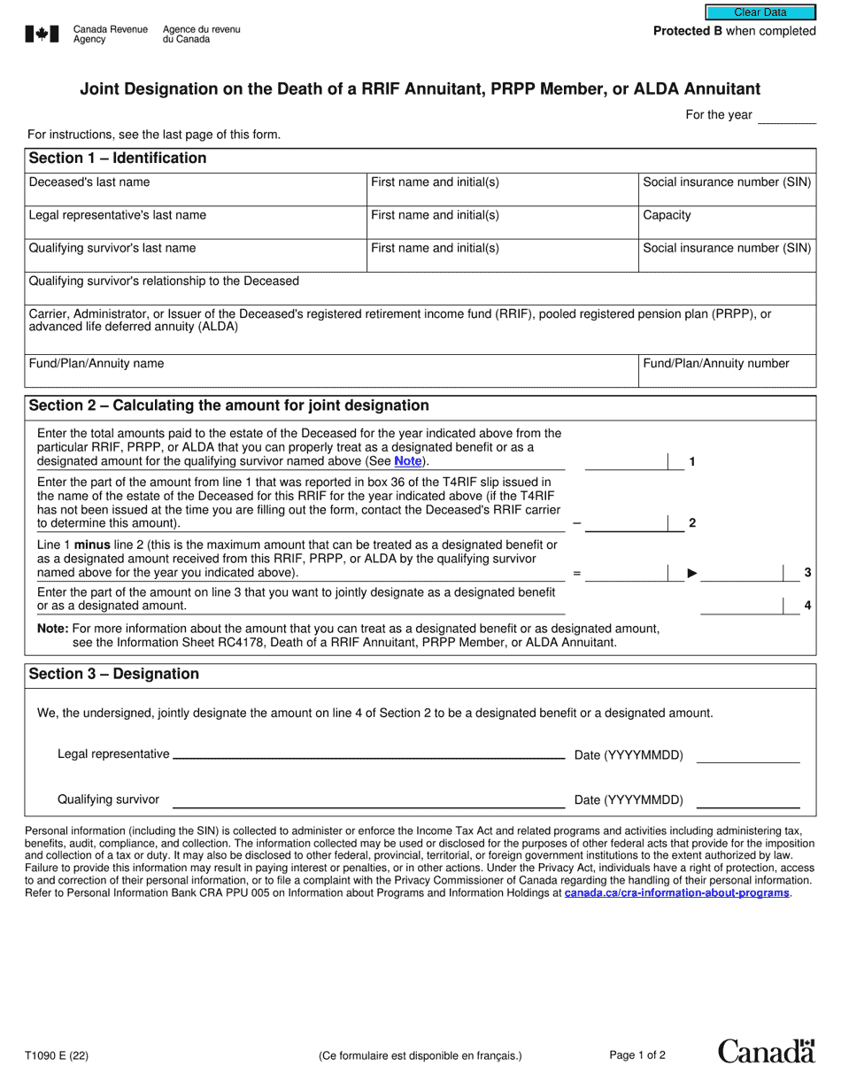 Form T1090 Download Fillable PDF or Fill Online Joint Designation on ...