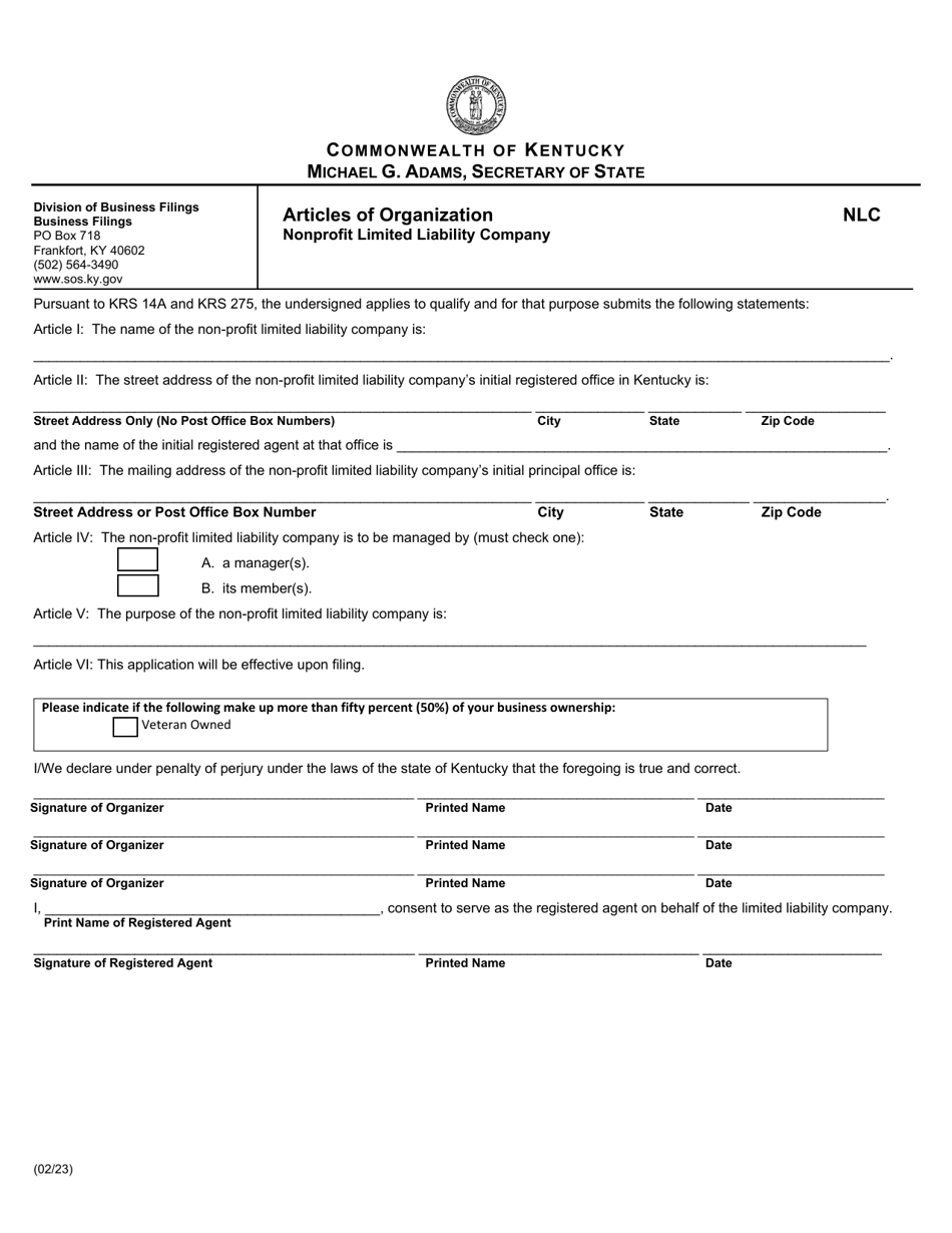 Form NLC - Fill Out, Sign Online and Download Fillable PDF, Kentucky | Templateroller
