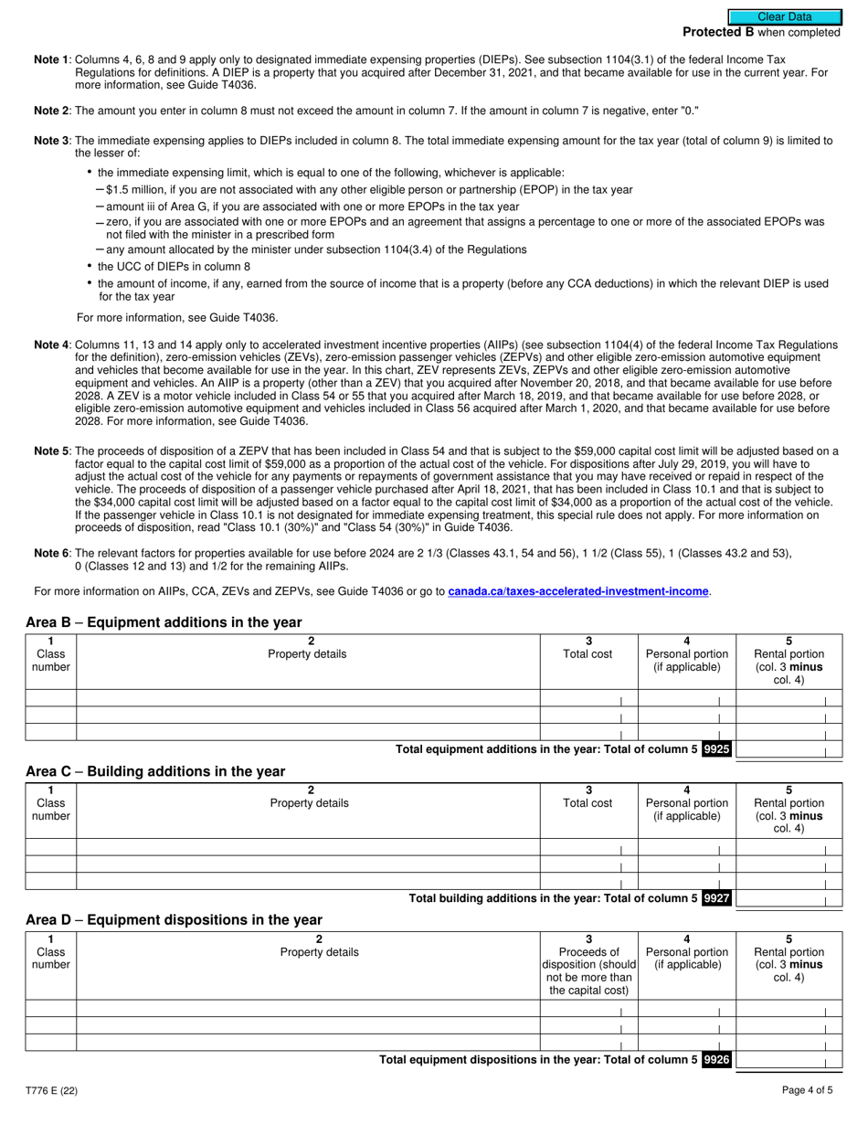 Form T776 - Fill Out, Sign Online and Download Fillable PDF, Canada | Templateroller