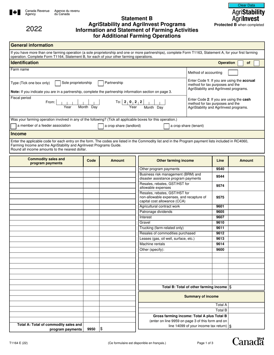 Form T1164 Download Fillable PDF or Fill Online Statement B ...