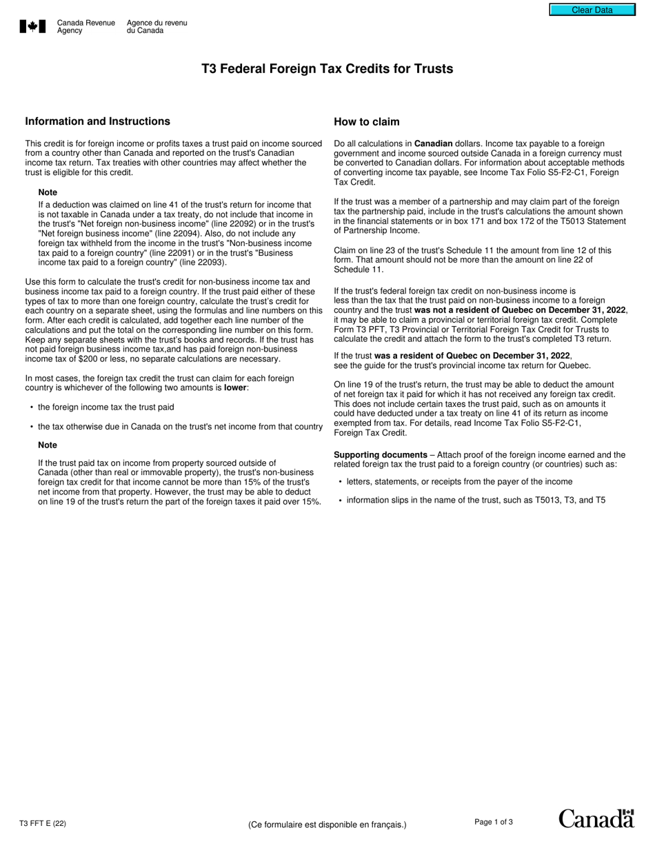 Form T3 FFT - Fill Out, Sign Online and Download Fillable PDF, Canada ...