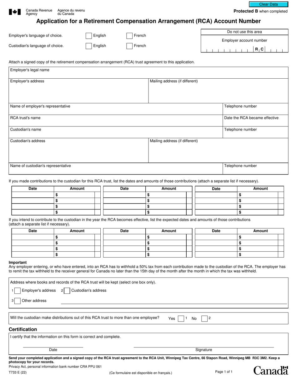 Form T733 - Fill Out, Sign Online and Download Fillable PDF, Canada ...