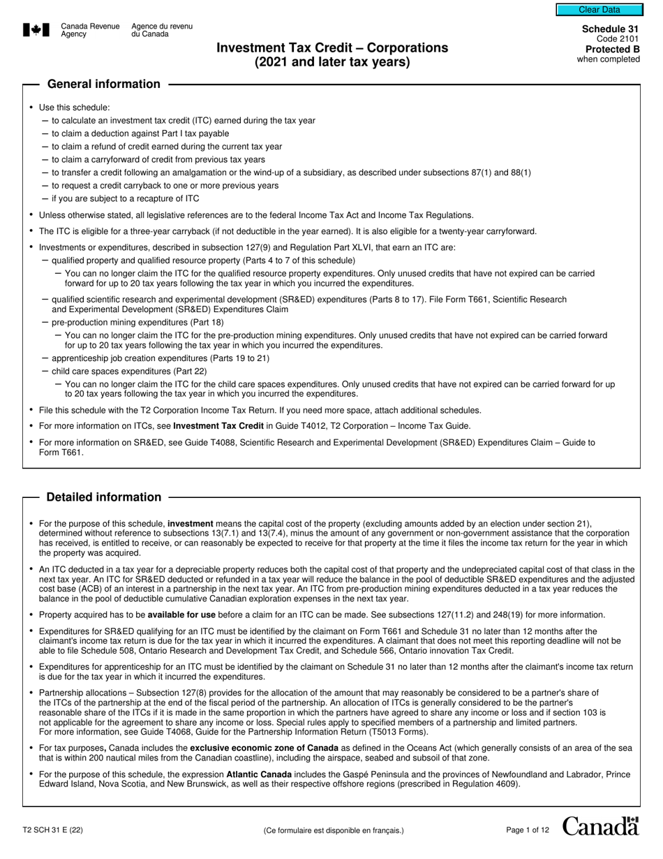 Form T2 Schedule 31 - Fill Out, Sign Online and Download Fillable PDF ...
