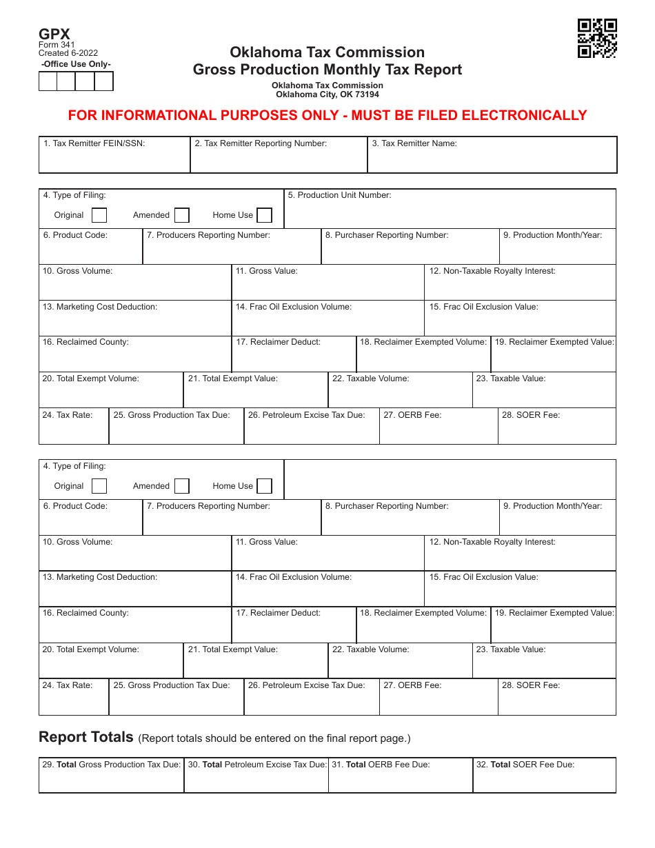Form 341 - Fill Out, Sign Online and Download Printable PDF, Oklahoma ...