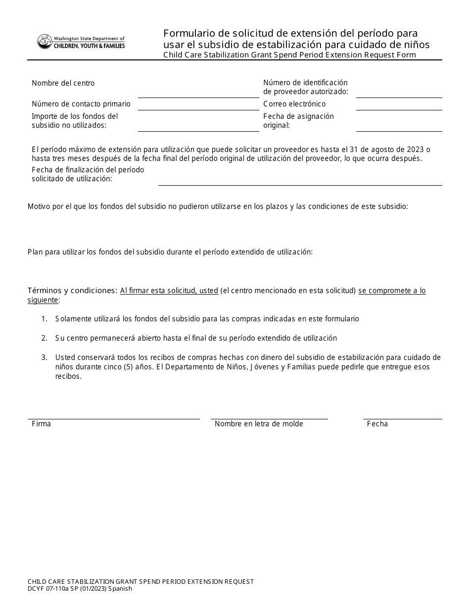 DCYF Formulario 07-110A - Fill Out, Sign Online and Download Printable ...
