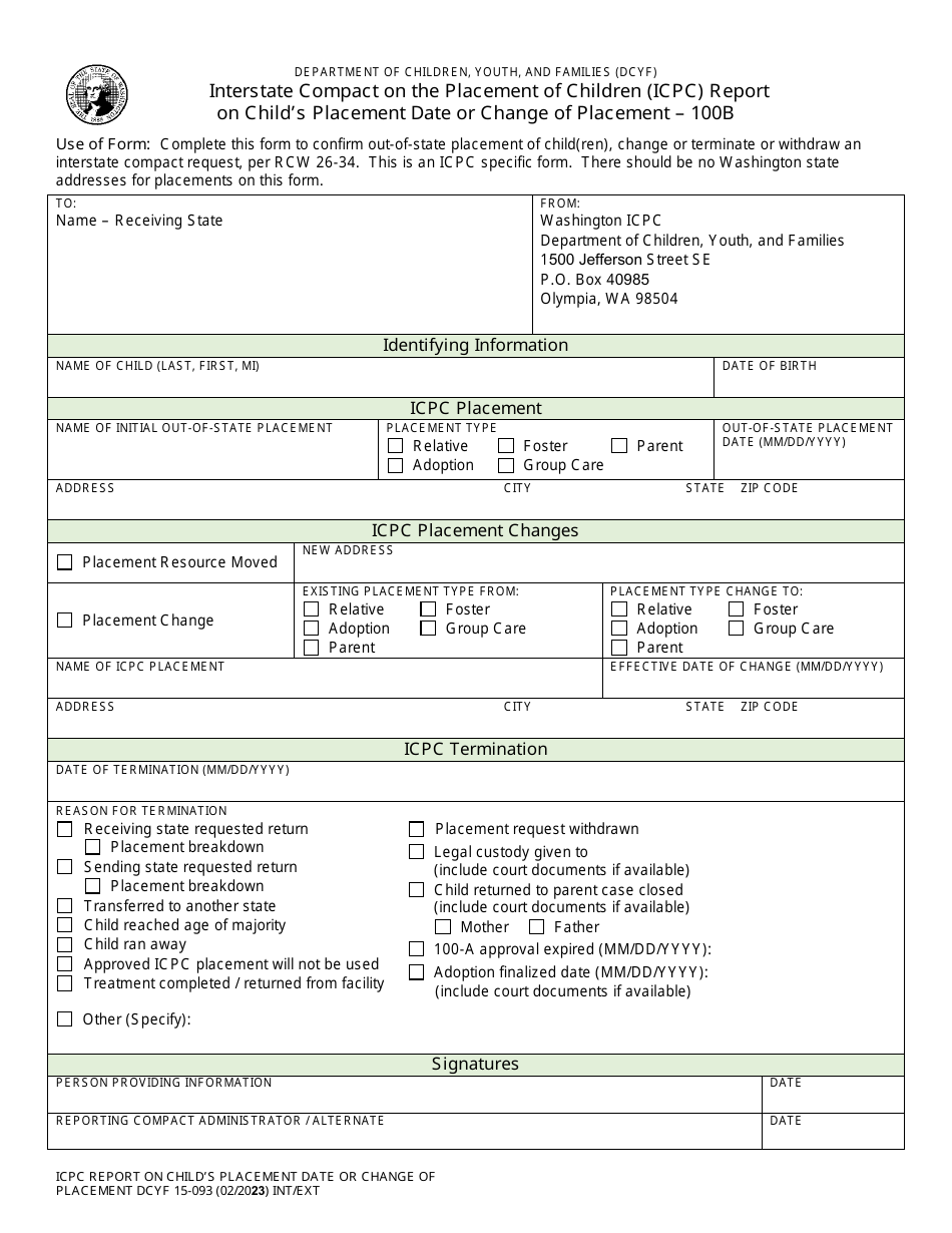 DCYF Form 15-093 Download Fillable PDF or Fill Online Interstate ...
