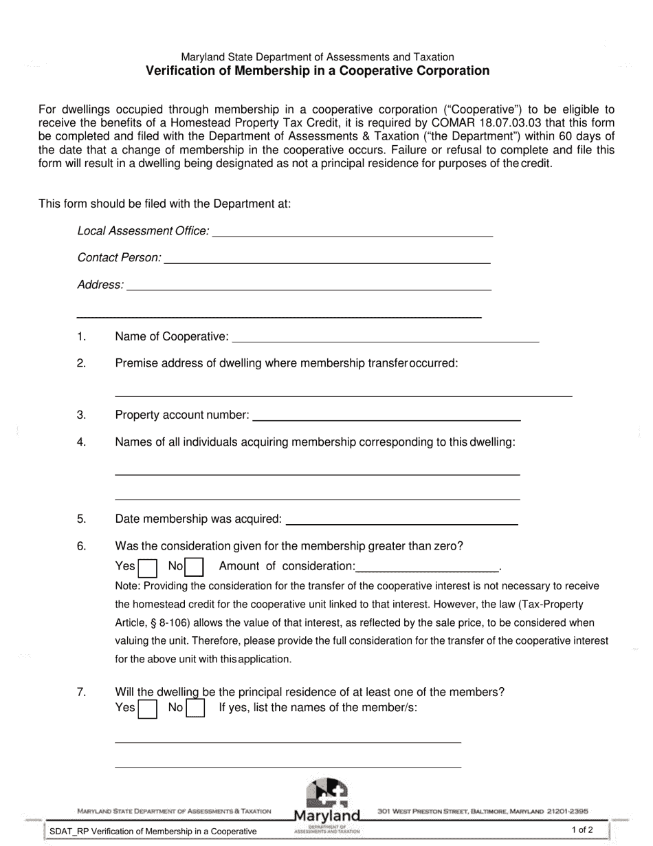 Form SDAT_RP - Fill Out, Sign Online and Download Fillable PDF ...