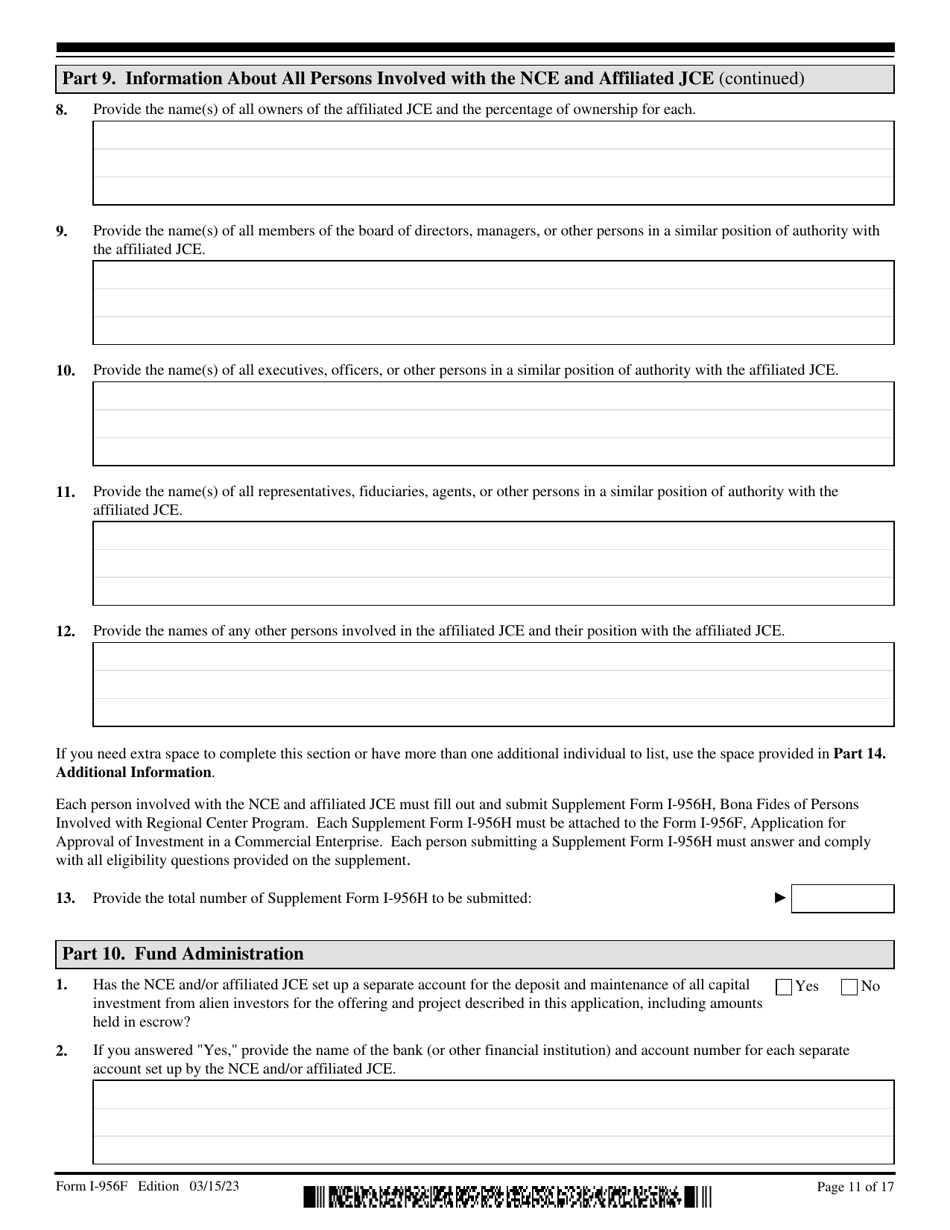 USCIS Form I-956F - Fill Out, Sign Online and Download Fillable PDF | Templateroller