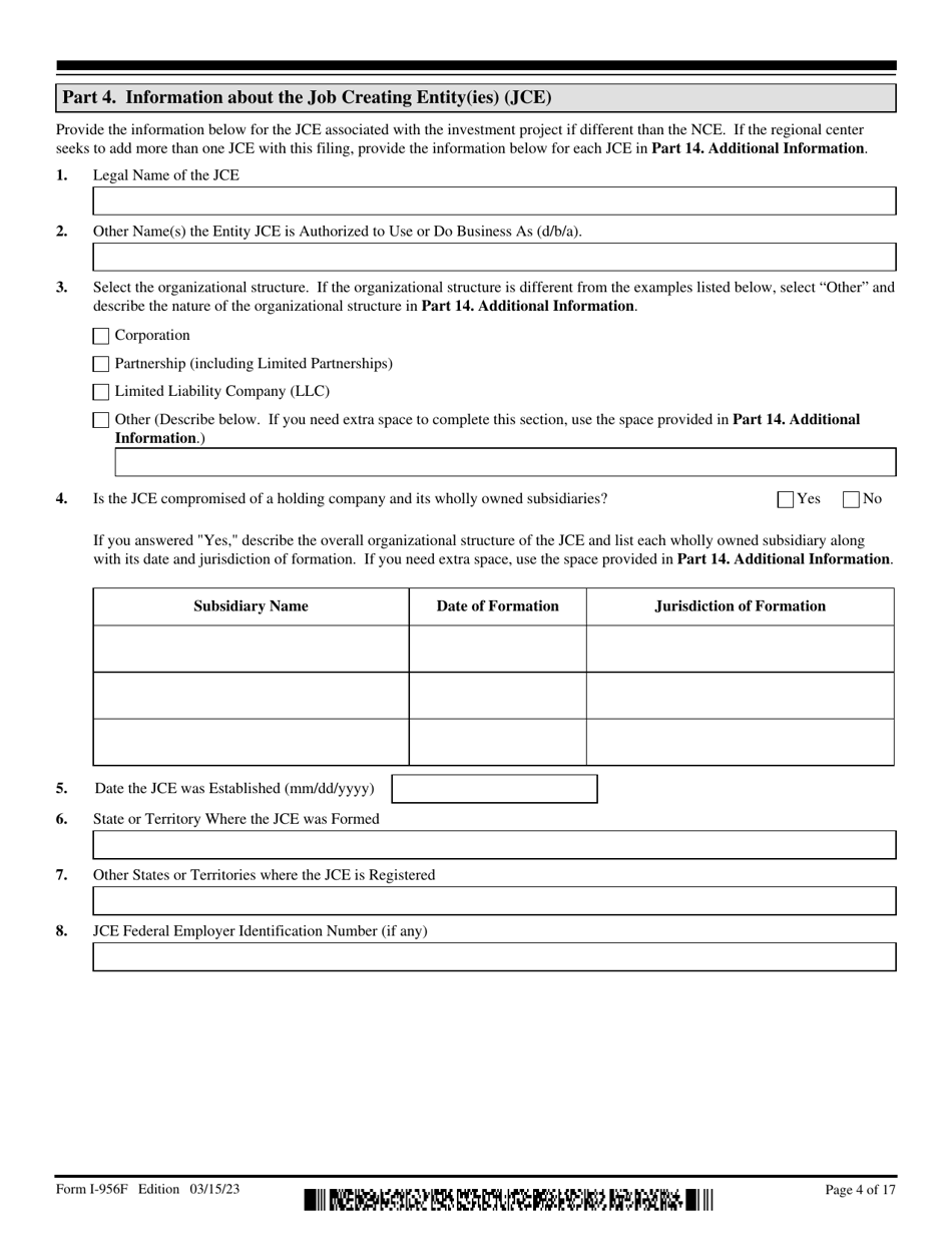 USCIS Form I-956F - Fill Out, Sign Online and Download Fillable PDF | Templateroller