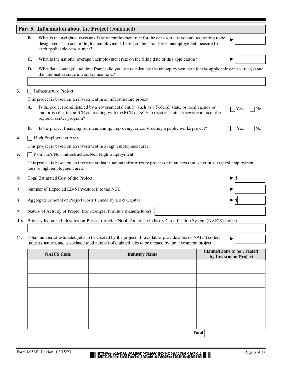 USCIS Form I-956F Download Fillable PDF or Fill Online Application for Approval of an Investment ...