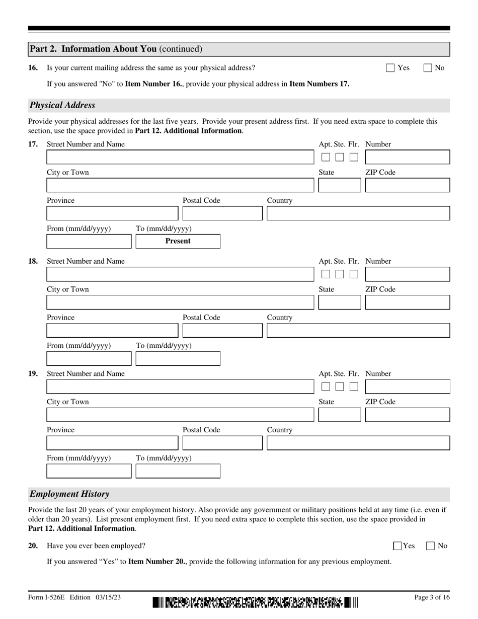 USCIS Form I-526E - Fill Out, Sign Online and Download Fillable PDF | Templateroller