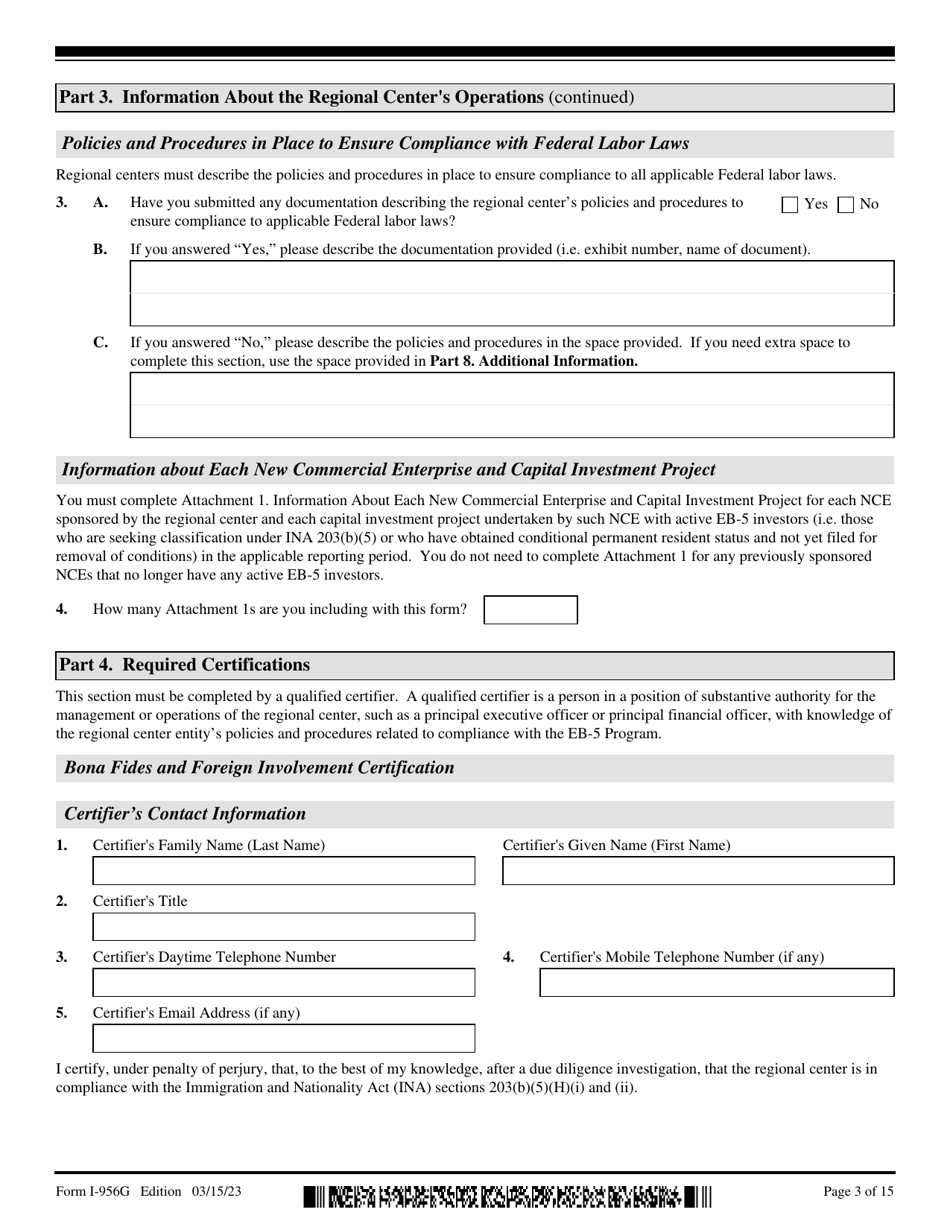 USCIS Form I-956G - Fill Out, Sign Online and Download Fillable PDF | Templateroller