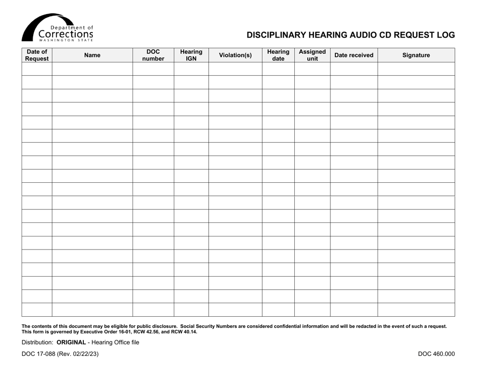 Form DOC17-088 Download Printable PDF or Fill Online Disciplinary ...