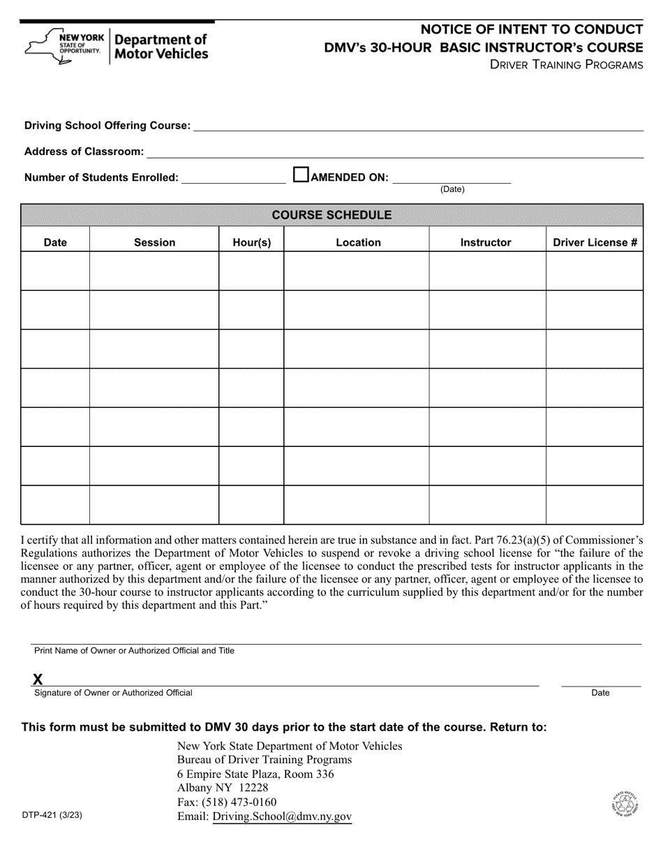 Form DTP-421 Download Fillable PDF or Fill Online Notice of Intent to ...