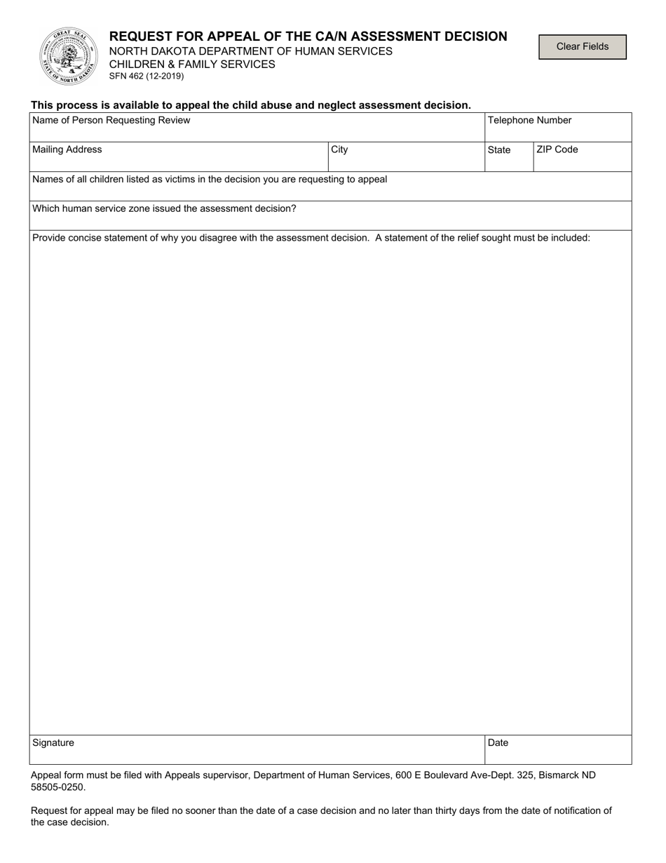 Form SFN462 - Fill Out, Sign Online and Download Fillable PDF, North ...