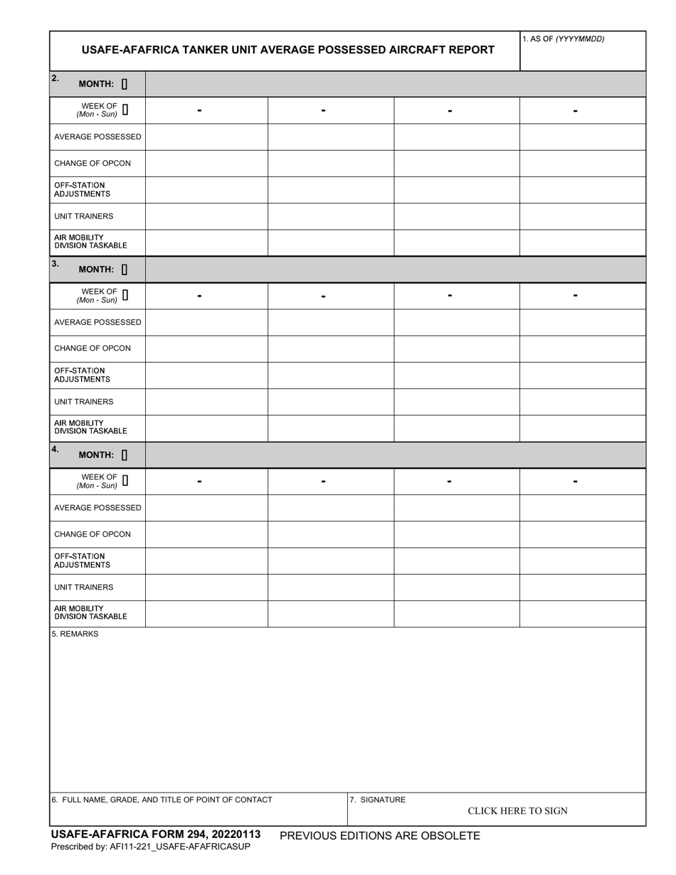 USAFE-AFAFRICA Form 294 - Fill Out, Sign Online and Download Fillable ...