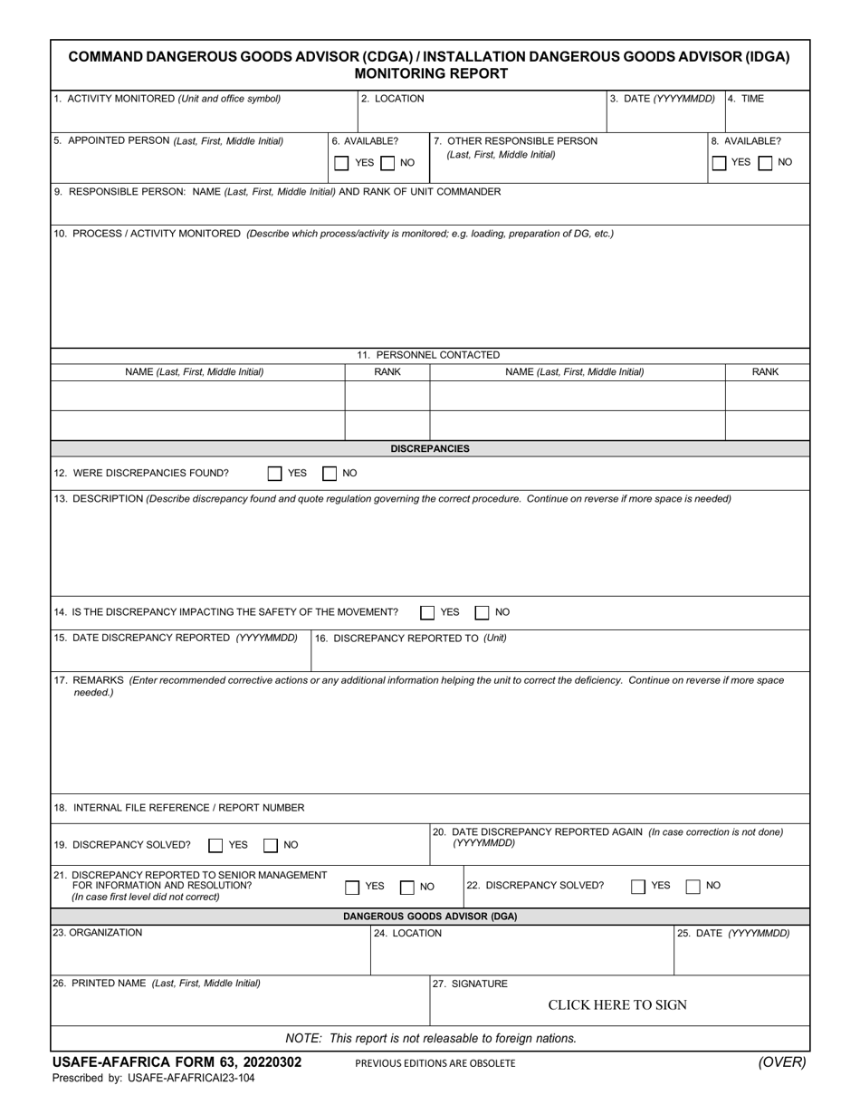 USAFE-AFAFRICA Form 63 - Fill Out, Sign Online and Download Fillable ...