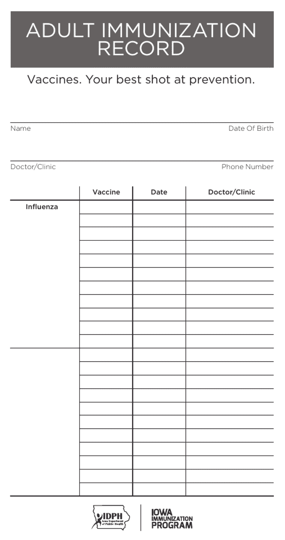 Iowa Adult Immunization Record - Fill Out, Sign Online and Download PDF | Templateroller