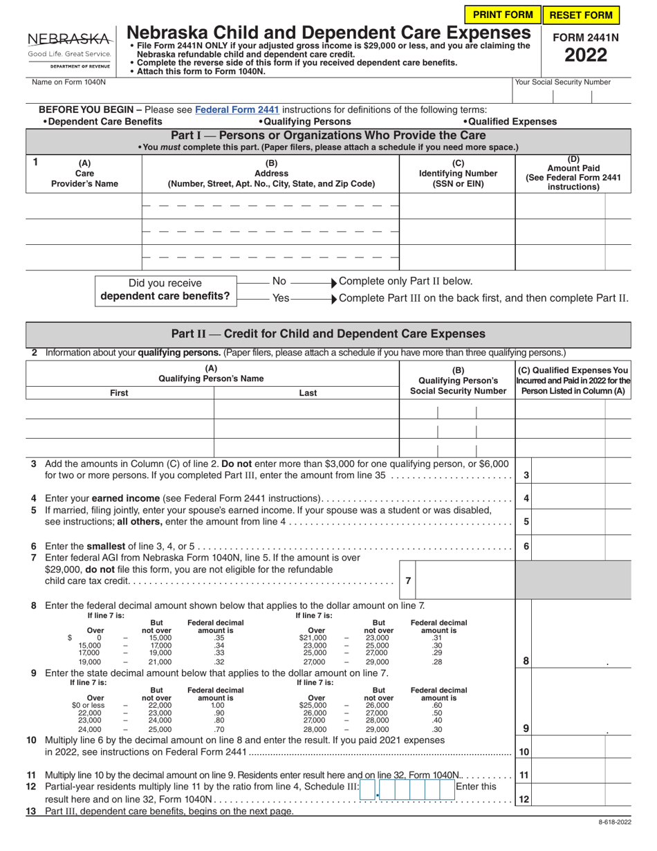 Form 2441N - 2022 - Fill Out, Sign Online and Download Fillable PDF ...