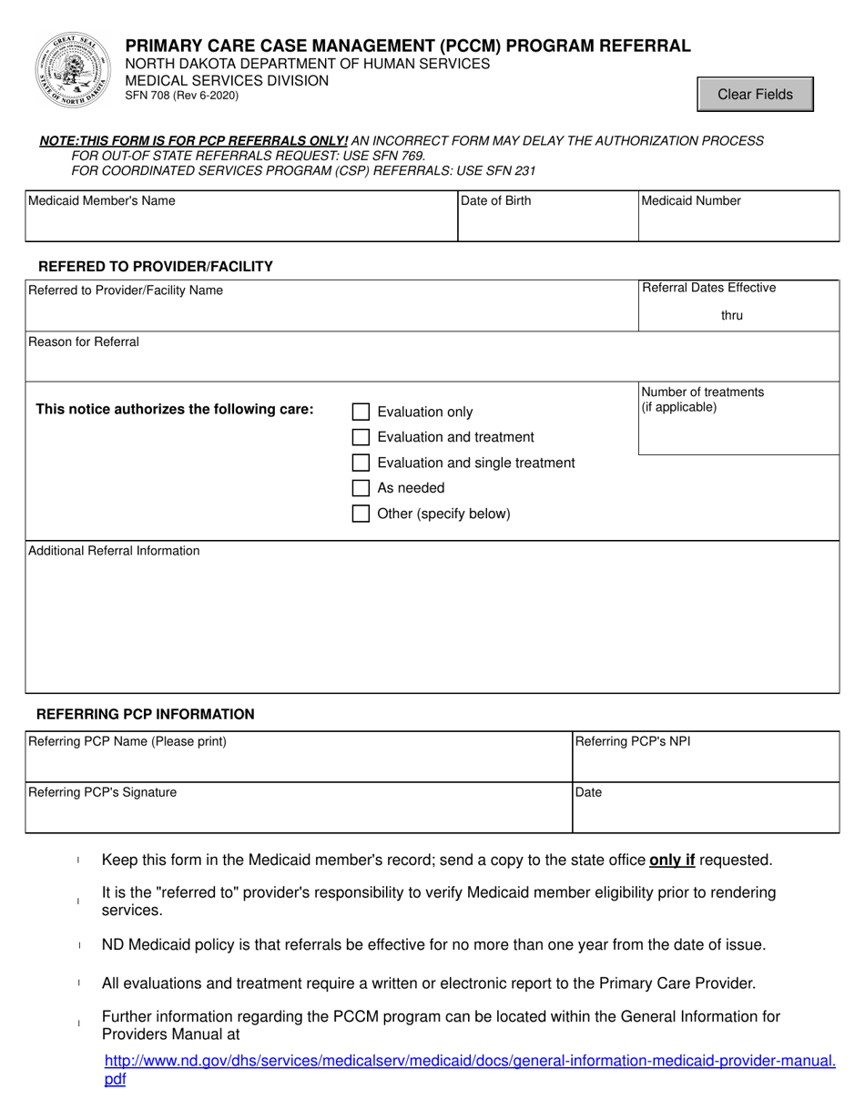Form SFN708 - Fill Out, Sign Online and Download Fillable PDF, North Dakota | Templateroller