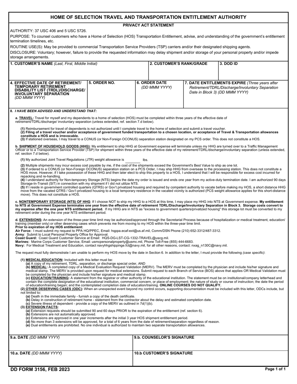 DD Form 3156 - Fill Out, Sign Online and Download Fillable PDF ...