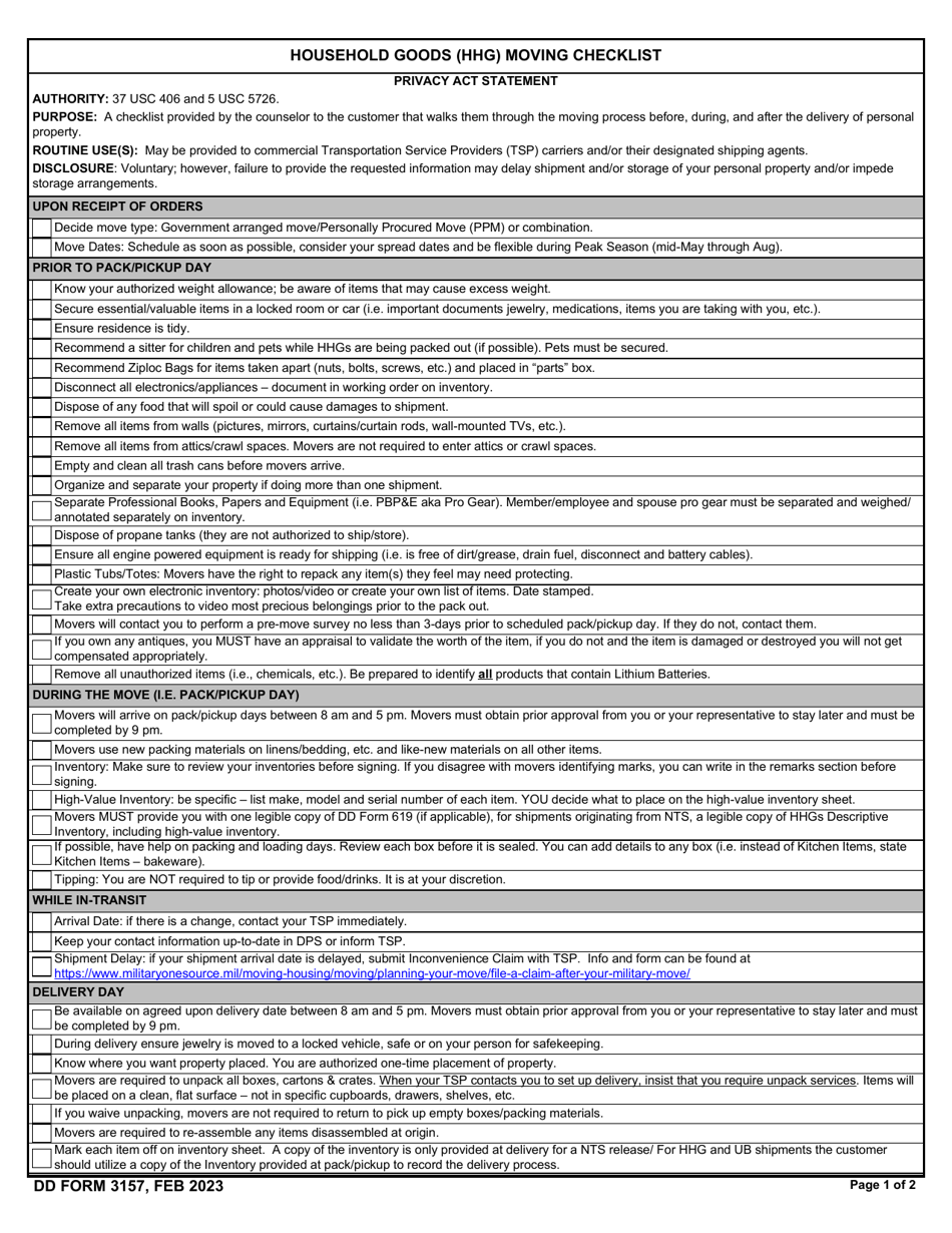 DD Form 3157 - Fill Out, Sign Online and Download Fillable PDF ...