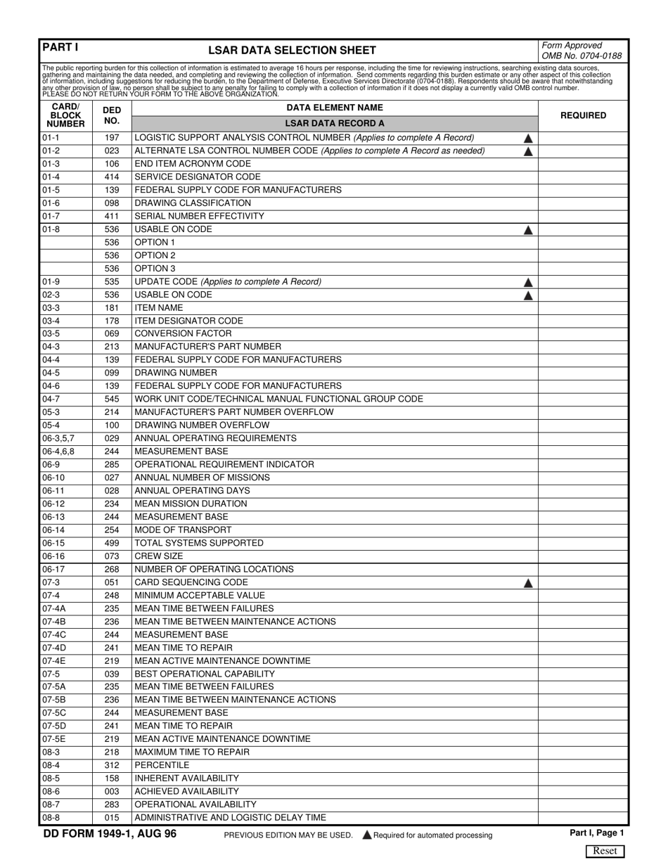 DD Form 1949-1 Part I - Fill Out, Sign Online and Download Fillable PDF ...