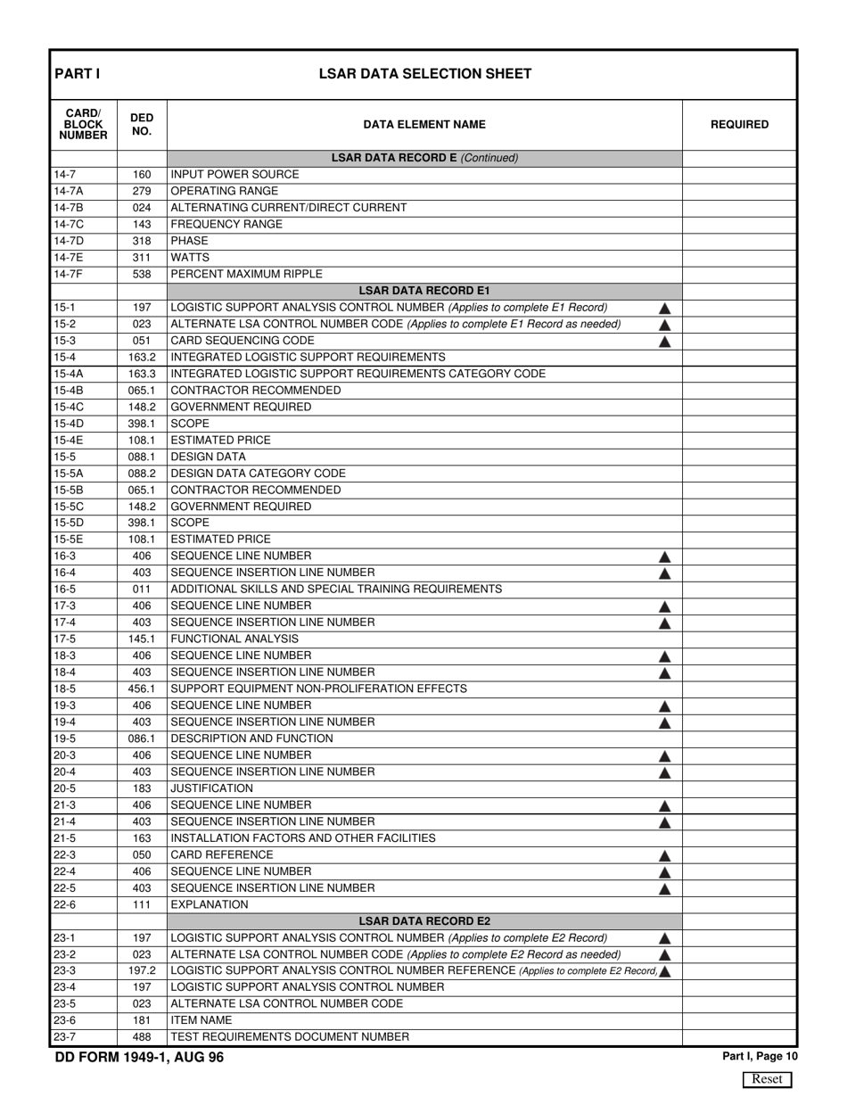 DD Form 1949-1 Part I - Fill Out, Sign Online and Download Fillable PDF ...