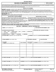 DD Form 93 Download Fillable PDF or Fill Online Record of Emergency ...
