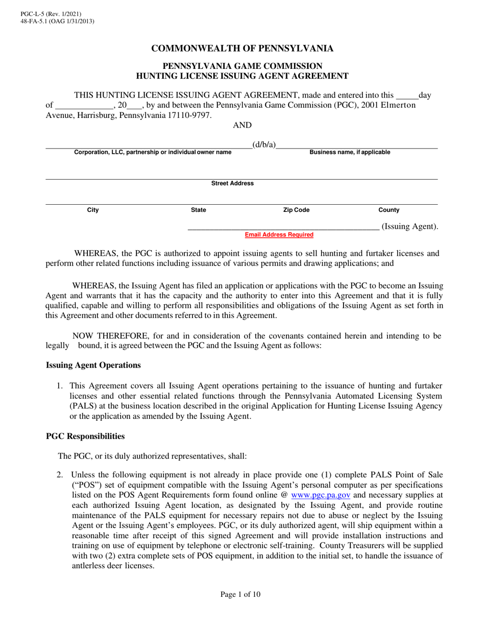 Form PGC-L-5 - Fill Out, Sign Online and Download Printable PDF ...