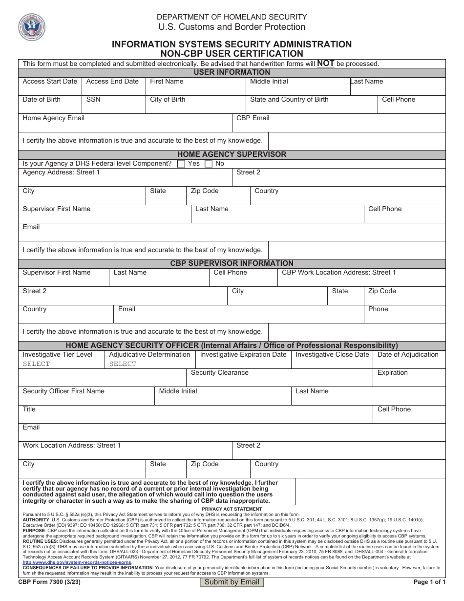 CBP Form 7300 - Fill Out, Sign Online and Download Fillable PDF ...