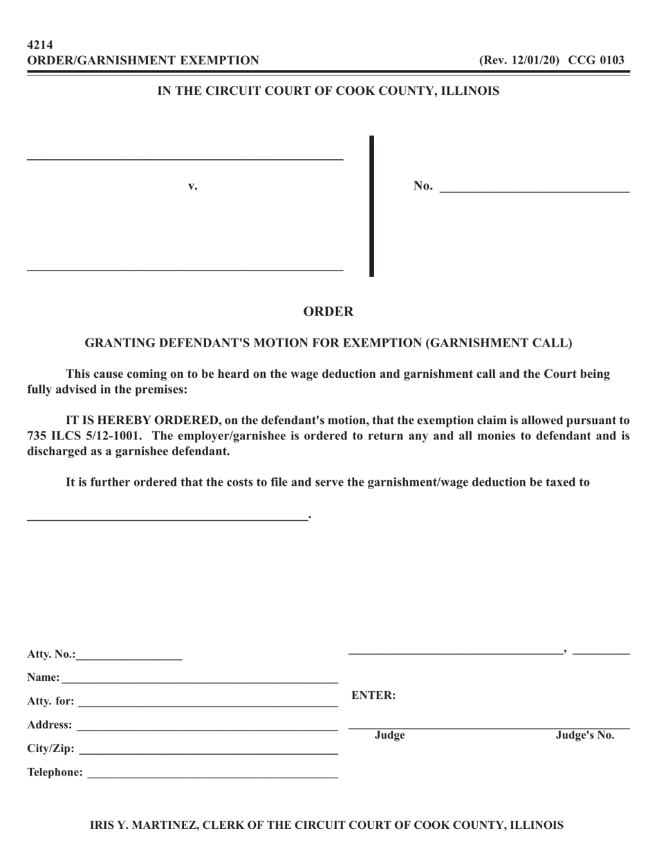 Form CCG0103 - Fill Out, Sign Online and Download Fillable PDF, Cook ...