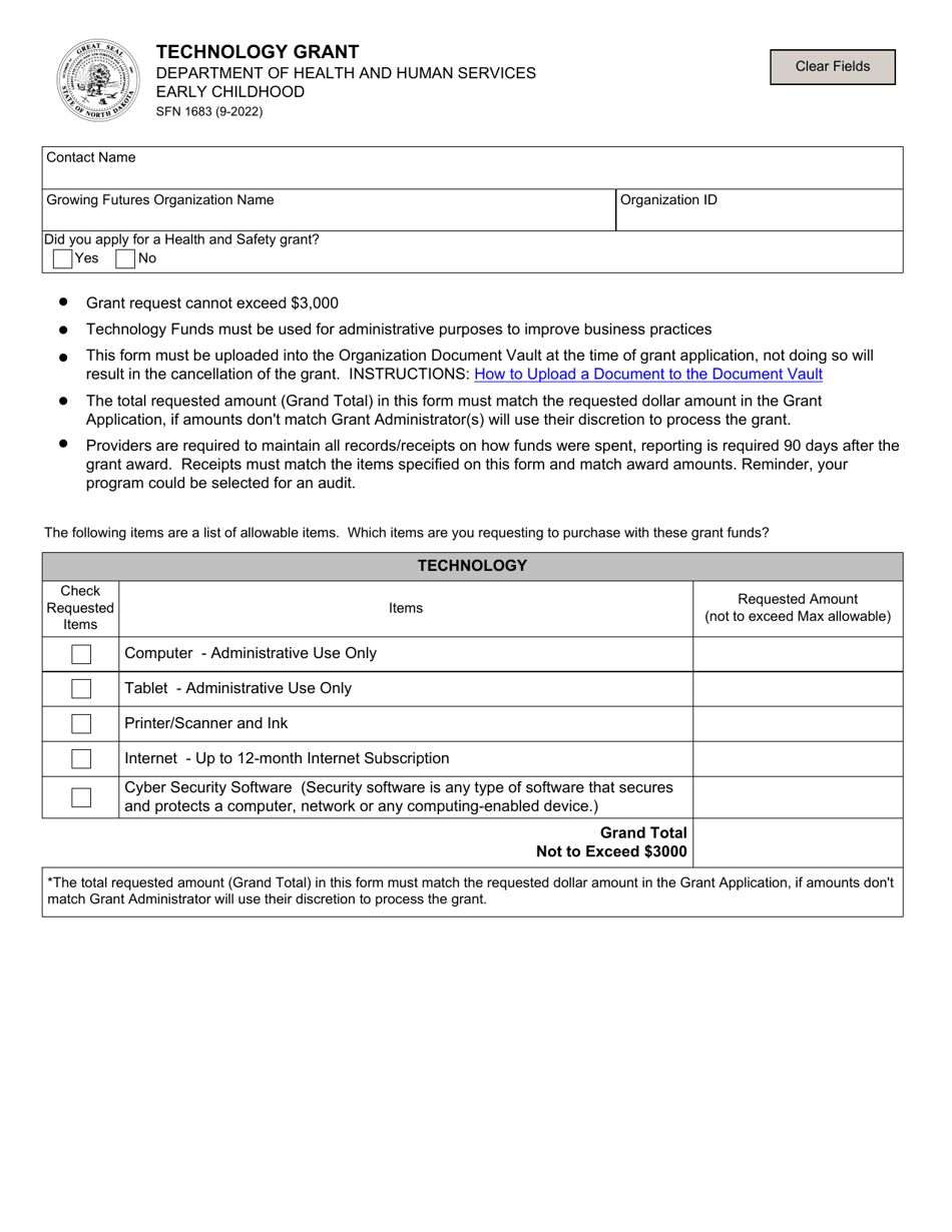 Form SFN1683 - Fill Out, Sign Online and Download Fillable PDF, North ...