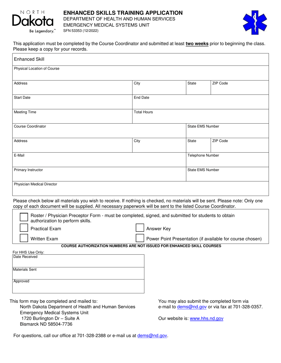 Form SFN53353 Download Printable PDF or Fill Online Enhanced Skills ...